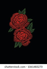 Red Rose Embroidery Design Vector Stock Vector (Royalty Free ...