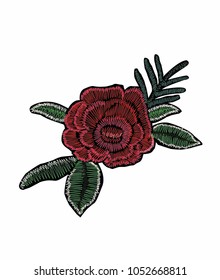 Red Rose Embroidery Vector Hand Drawn Stock Vector (Royalty Free ...