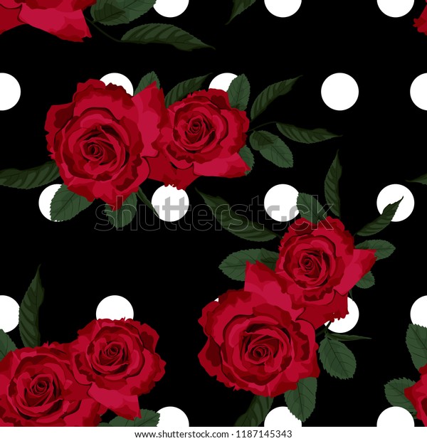 Red Rose Floral Seamless Pattern Texture Stock Vector (Royalty Free ...