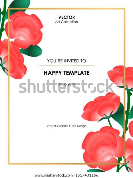 Red Rose Flower Card Vector Illustration Stock Vector (Royalty Free ...