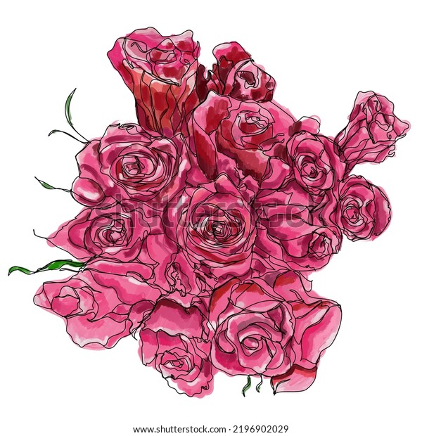 Red Rose Flower Group Backdrop Decorated Stock Vector (Royalty Free ...