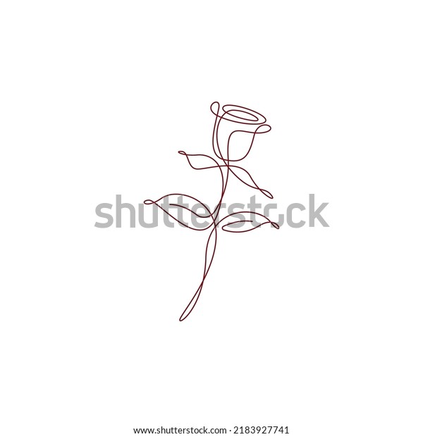 Red Rose Line Art Design Illustration Stock Vector (Royalty Free ...