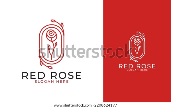Red Rose Logo Design Emblem Symbol Stock Vector (Royalty Free ...