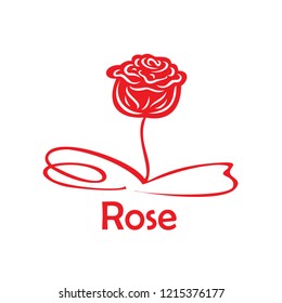 Red Rose Logo Vector Illustration Emblem Stock Vector (Royalty Free ...