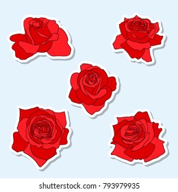 Red Rose Stickers Stock Vector (Royalty Free) 793979935 | Shutterstock
