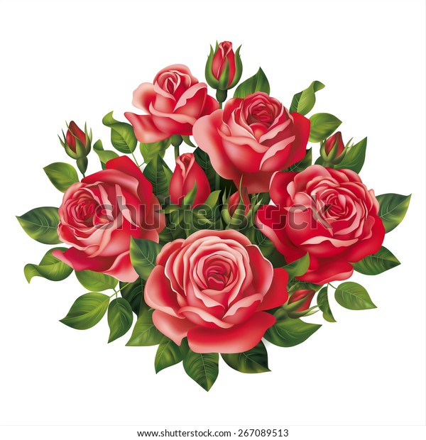 Red Roses Bouquet Vector Eps 10 Stock Vector (Royalty Free) 267089513