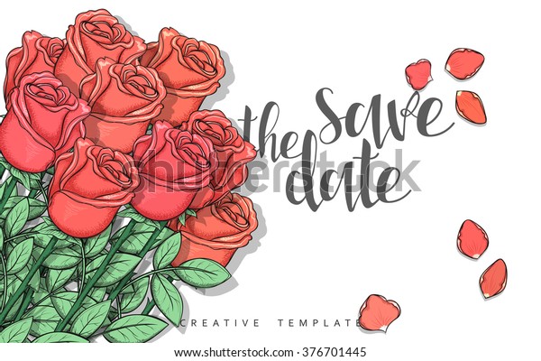 Red Roses Card Vector Illustration Stock Vector (Royalty Free ...