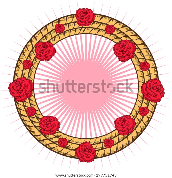 Red Roses Circle Ropeswhite Background Stock Vector (Royalty Free ...