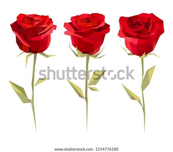 Red Roses Low Poly Style Vector Stock Vector (Royalty Free) 1154776180 ...