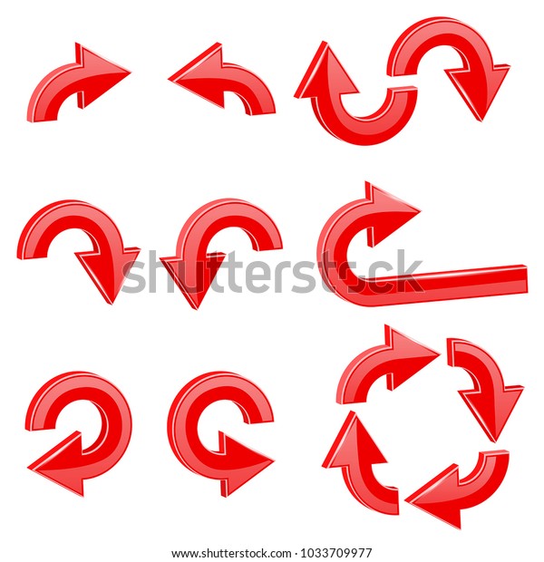 Red Round Curved Arrows Collection Icons Stock Vector (Royalty Free ...