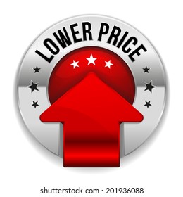 Red Round Lower Price Button Arrow Stock Vector (Royalty Free ...