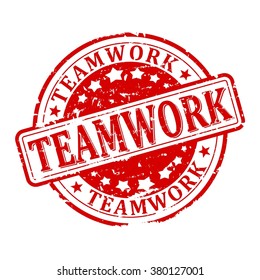 Red Round Scratched Stamped Teamwork Vector Stock Vector (Royalty Free ...
