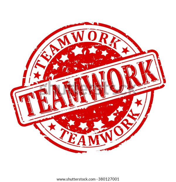 Red Round Scratched Stamped Teamwork Vector Stock Vector (Royalty Free ...