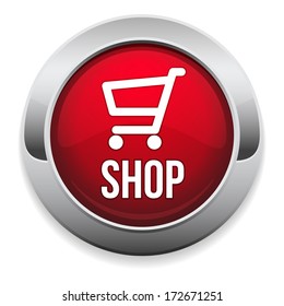 Red Round Shop Button Metallic Border Stock Vector (Royalty Free ...