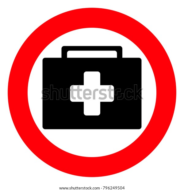 Red Round Sign First Aid Kit Stock Vector (Royalty Free) 796249504 ...