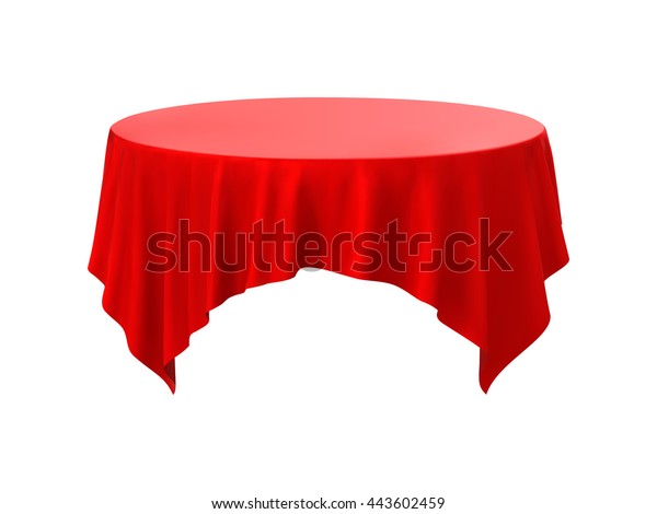 Red Round Tablecloth Table On White Stock Vector (Royalty Free) 443602459
