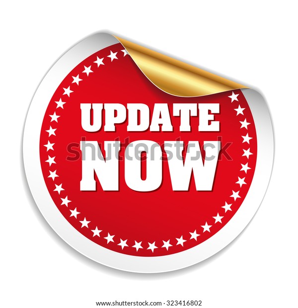 Red Round Update Now Sticker Gold Stock Vector (Royalty Free) 323416802 ...