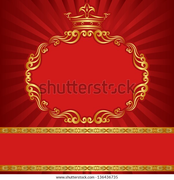 Red Royal Background Golden Crown Ornaments Stock Vector (Royalty Free ...