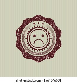 Red Sad Face Icon Inside Distressed: vector de stock (libre de regalías ...