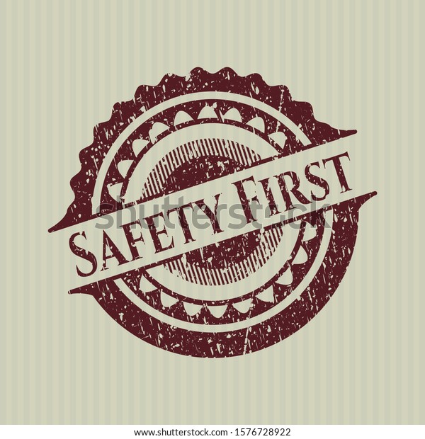 Red Safety First Distressed Rubber Seal Stock Vector (Royalty Free ...