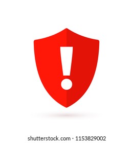 Red Safety Shield Exclamation Point Importance Stock Vector (Royalty ...