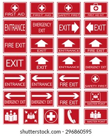 Red Safety Sign Vector Emergency Exit Stock Vector (Royalty Free ...