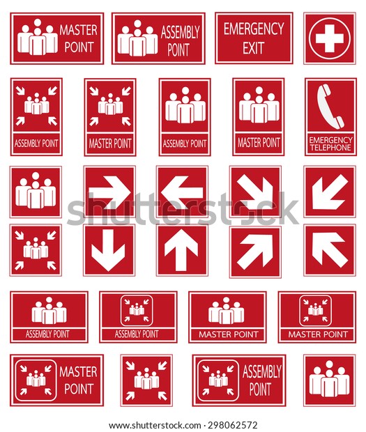 Red Safety Sign Vector Emergency Exit Stock Vector (Royalty Free ...