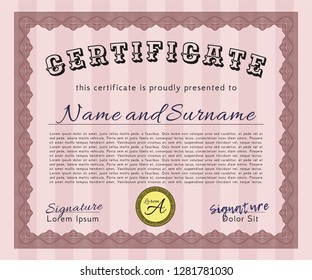 Red Sample Certificate Diploma Complex Linear Stock Vector (Royalty ...