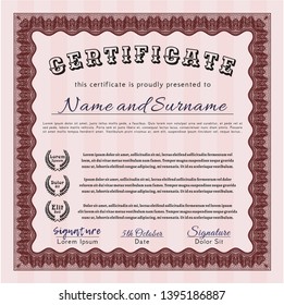 Red Sample Certificate Diploma Complex Background Stock Vector (Royalty ...