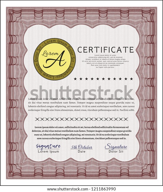 Red Sample Certificate Diploma Quality Background Stock Vector (Royalty ...