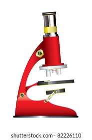 Red Schools Science Microscope Three Lens Stock Vector (Royalty Free ...