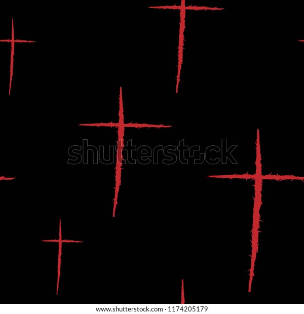 Red Scratch Crosses On Black Background Stock Vector (Royalty Free ...