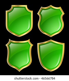 Blue Shield Golden Border Design Set: เวกเตอร์สต็อก (ปลอดค่าลิขสิทธิ์ ...