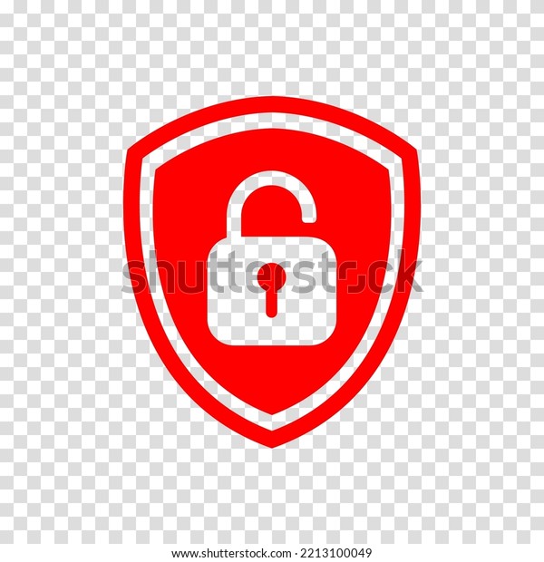 Red Shield Icon Unlock Padlock Vector Stock Vector (Royalty Free ...