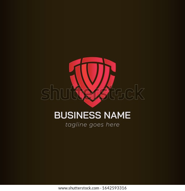 Red Shield Logo Template Letter V Stock Vector (Royalty Free ...