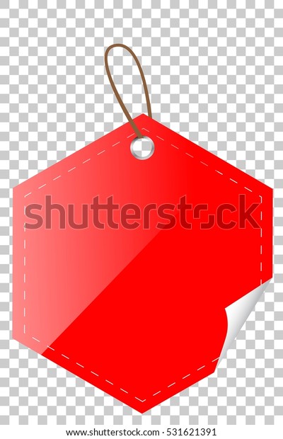 Red Shining Tag Hexagon Curl Effect Stock Vector (Royalty Free ...