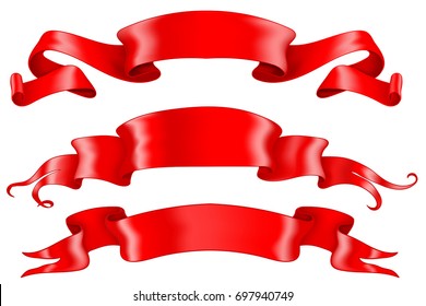 Red Shiny Ribbon Banners Vector 3d Stock Vector (Royalty Free ...