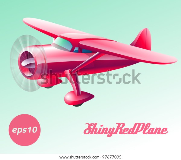 Red Shiny Vintage Plane Stock Vector (Royalty Free) 97677095 | Shutterstock