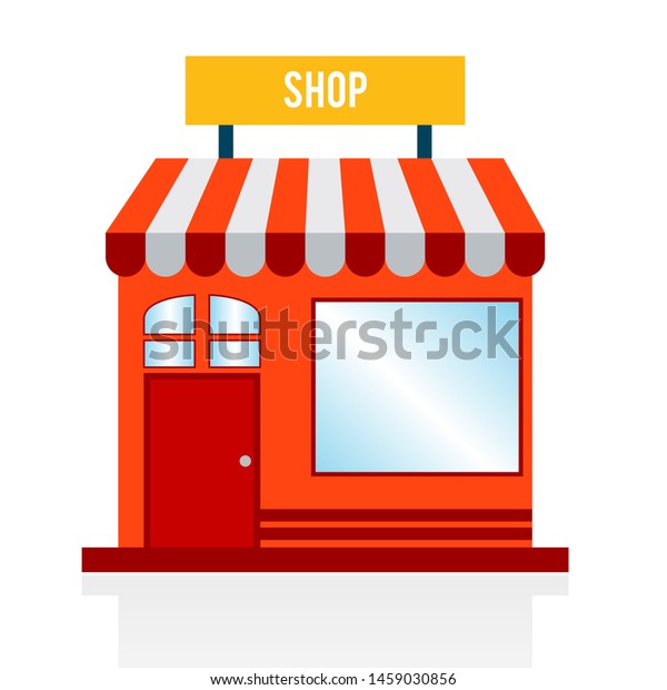 Red Shop Buildings Flat Design Stock Vector (Royalty Free) 1459030856