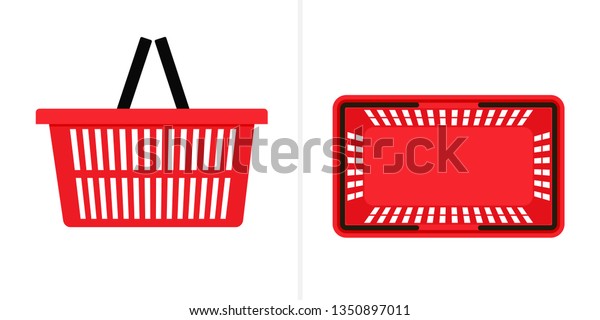 Red Shopping Basket Top Side View Stock Vector (Royalty Free ...