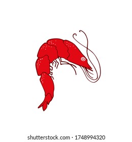 Red Shrimp Cartoon Style Vector Illustration Stock Vector (Royalty Free ...