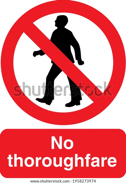 Red Sign Board No Thoroughfare Stock Vector (Royalty Free) 1958273974 ...