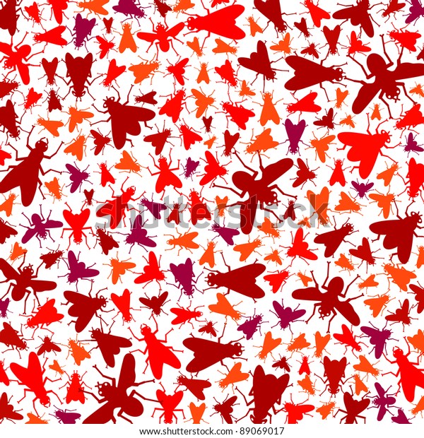 Red Silhouette Insects Wallpaper Stock Vector (Royalty Free) 89069017 ...