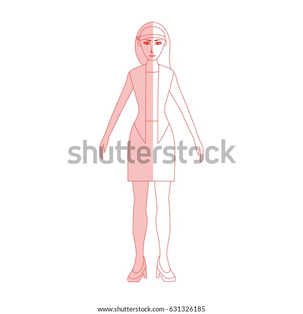 Red Silhouette Shading Cartoon Full Body Stock Vector (Royalty Free ...