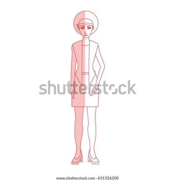 Red Silhouette Shading Cartoon Full Body Stock Vector (Royalty Free ...