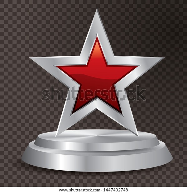 Red Silver Star On Silver Podium Stock Vector (Royalty Free) 1447402748 ...