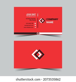 Red Simple Business Card Red Background Stock Vector (Royalty Free ...