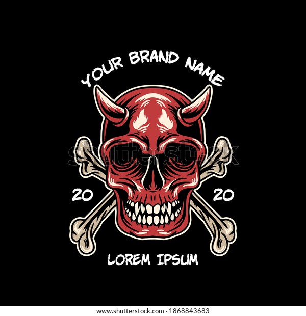 Red Skull Cross Bone Illustration Merchandise Stock Vector (Royalty ...