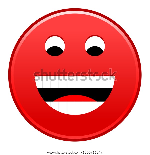 Red Smiling Face Cheerful Happy Emoticon Stock Vector (Royalty Free ...