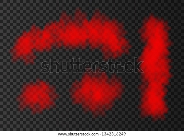 Red Smoke Cloud Isolated On Transparent Stock Vector (Royalty Free ...